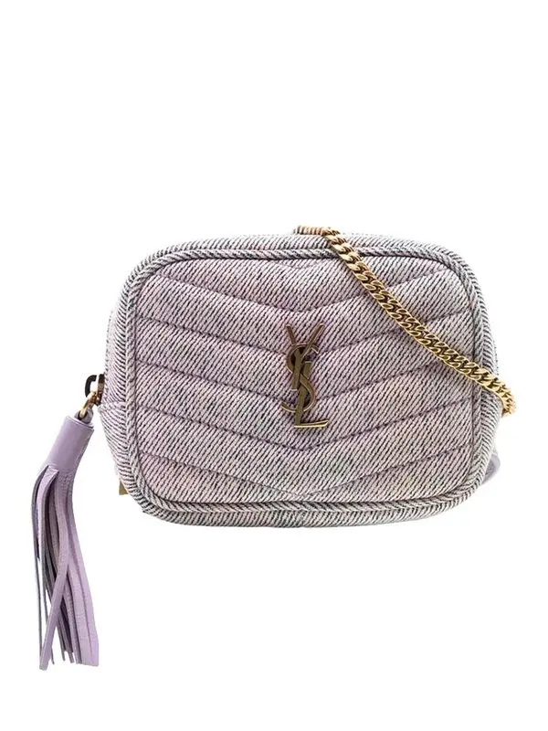 Saint Laurent Baby Matelasse Denim Monogram Lou Camera Crossbody Bag - Purple