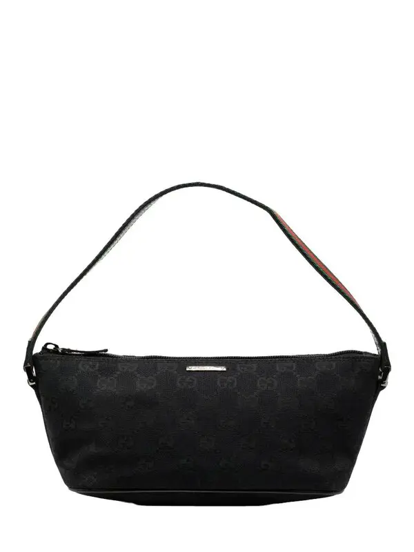 Gucci 2000-2015 Gg Canvas Web Boat Shoulder Bag - Black