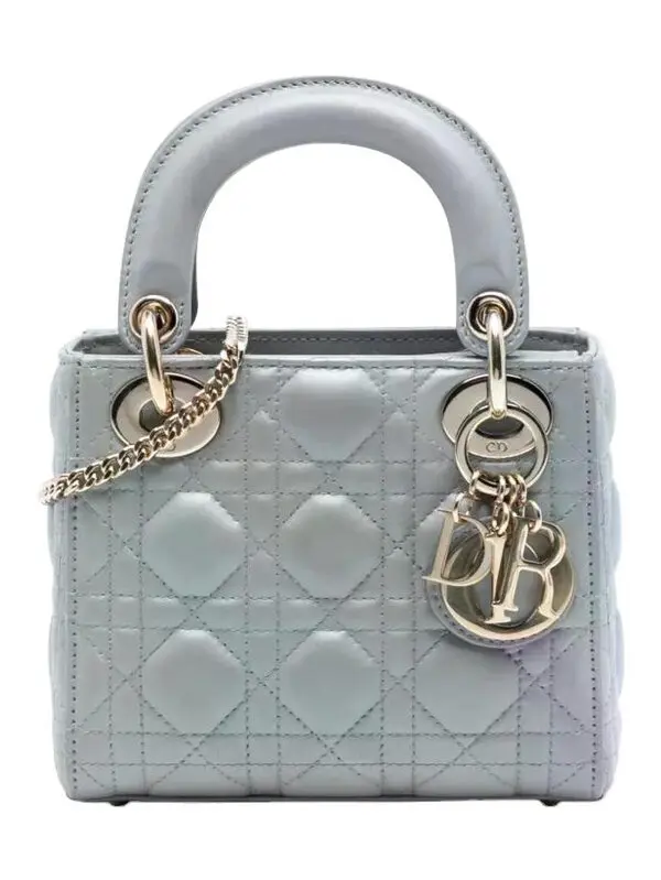 Dior 2020 Mini Lambskin Cannage Lady Satchel - Grey