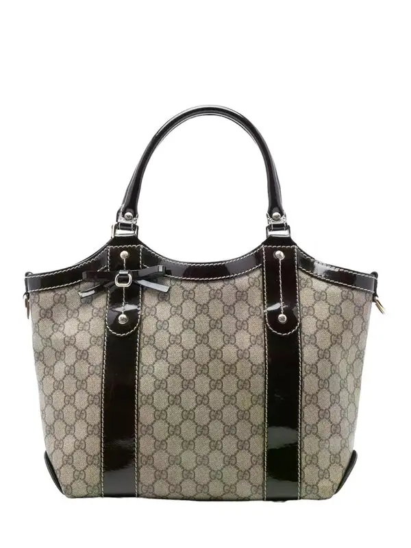 Gucci Gg Supreme Bow Mirror Tote - Brown