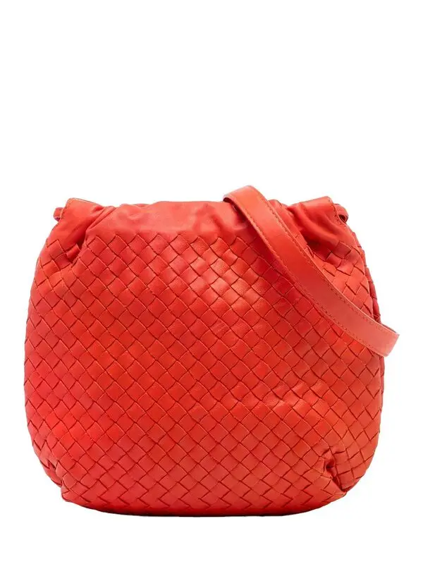 Bottega Veneta 2011 Nappa Intrecciato Drawstring Crossbody Bag - Orange