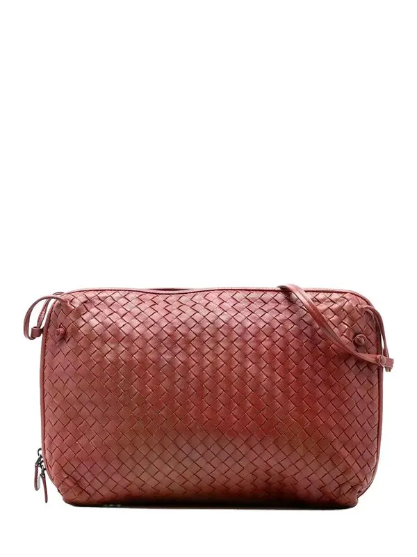 Bottega Veneta 2012-2025 Large Nappa Intrecciato Nodini Crossbody Bag - Red