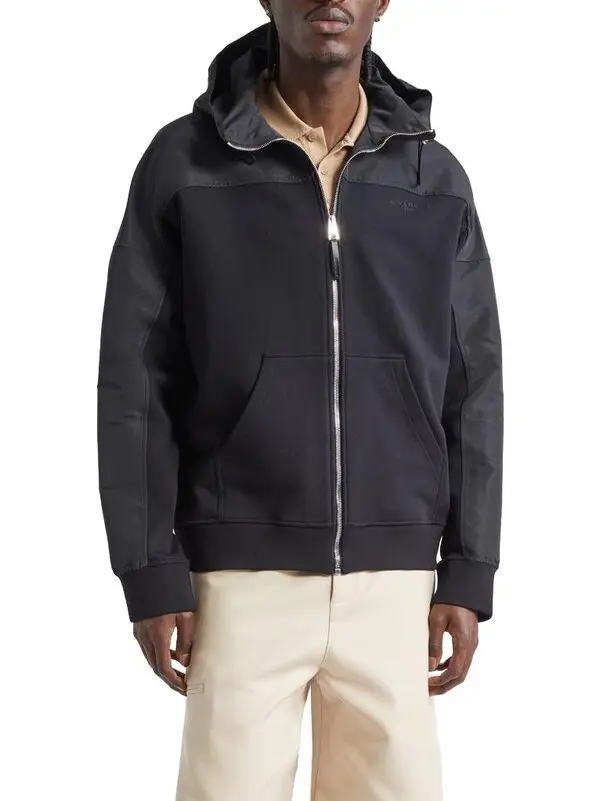 Givenchy Mixed Media Hooded Windbreaker - Black