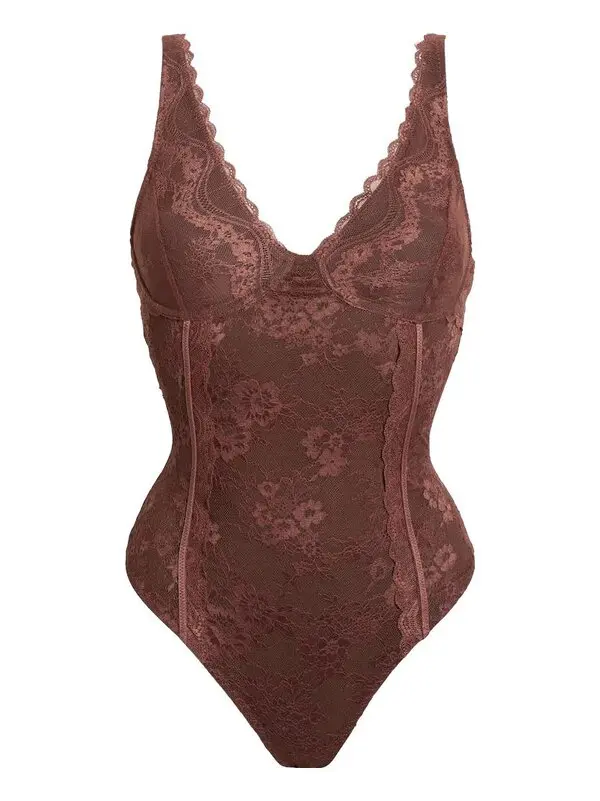Free People Lace Bodysuit With Underwire Cups - Mink