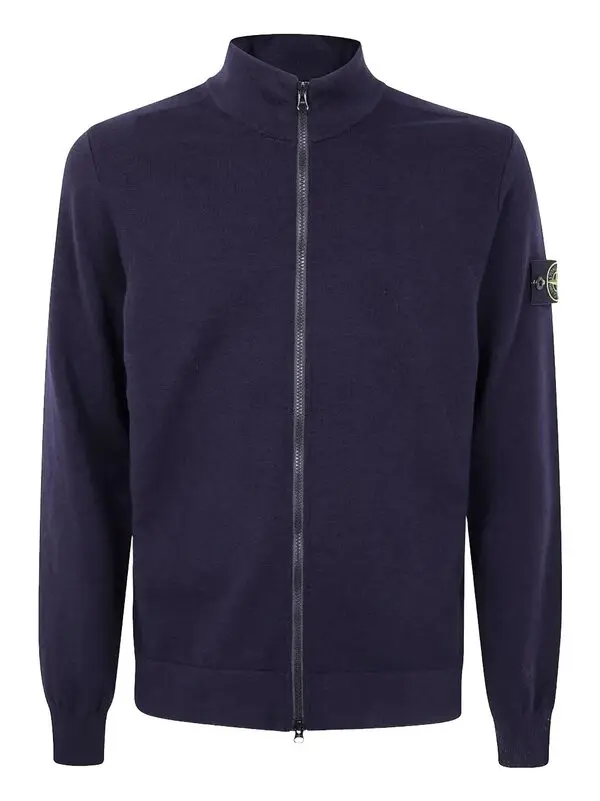 Stone Island Stretch Rws Wool Cardigan - Blue