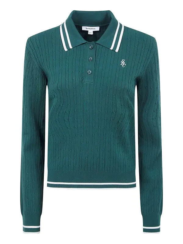 SPORTY & RICH Src" Mini Cable Ls Polo - Green
