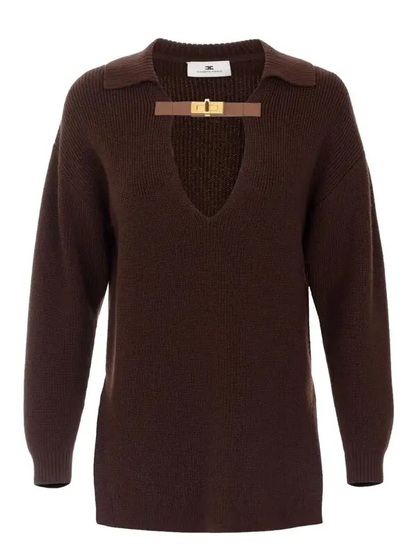 Elisabetta Franchi Polo Neck Sweater - Brown