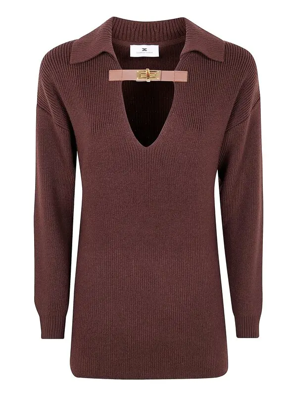 Elisabetta Franchi Polo Neck Sweater - Brown