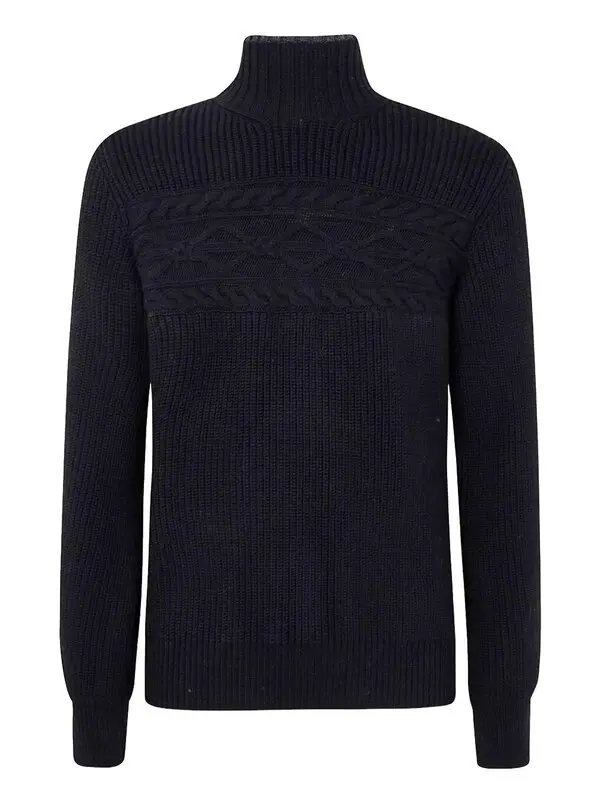 Zegna Wool High Neck Sweater - Black