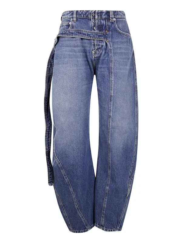 Jean Paul Gaultier Low Waisted Jeans With Strap Detail - Blue