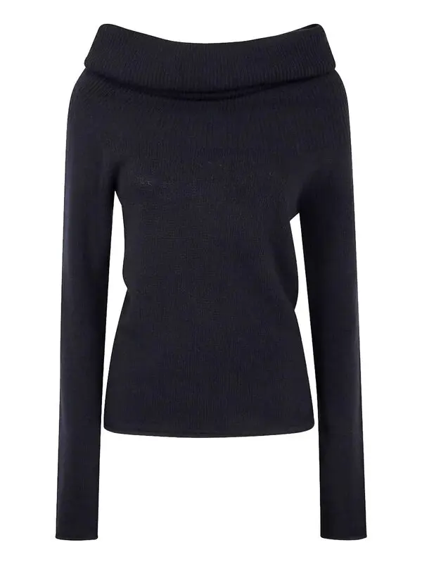 NUUR Long Sleeve Boat Neck Sweater - Black