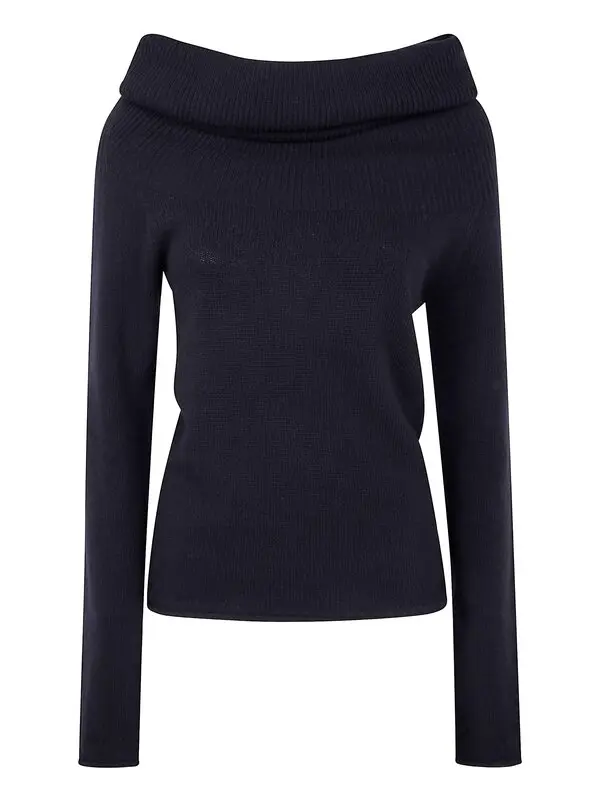 NUUR Long Sleeve Boat Neck Sweater - Black