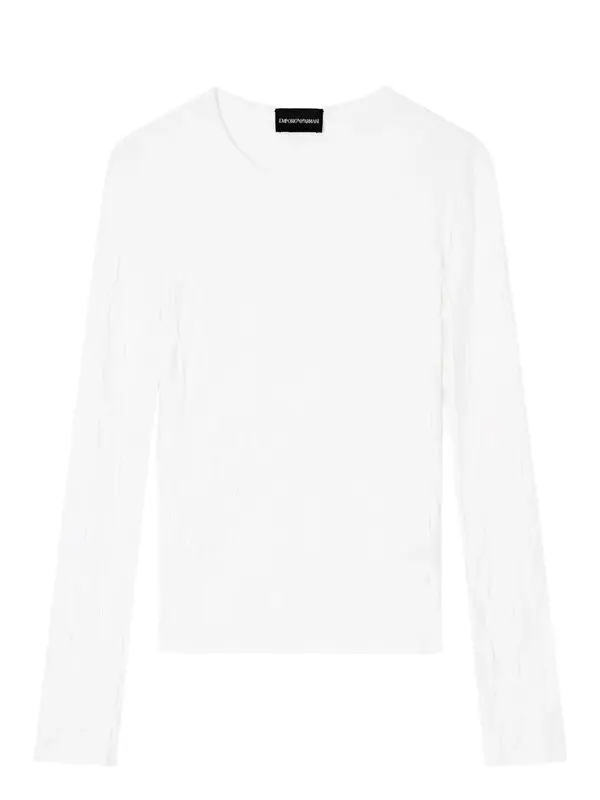 Emporio Armani Long Sleeve Damier Sweater - White