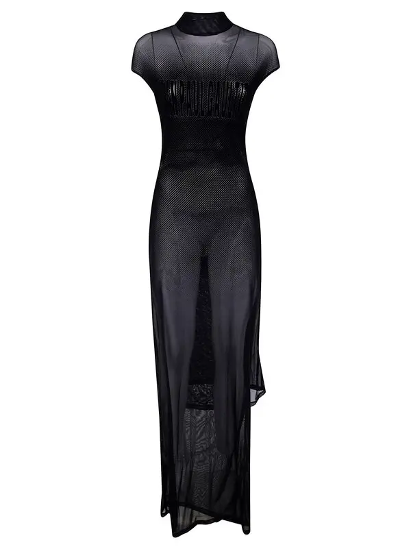 Jean Paul Gaultier Mesh Sleeveless Maxi Dress - Black