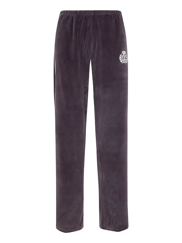 SPORTY & RICH Ny Crest Velour Sweatpant - Brown