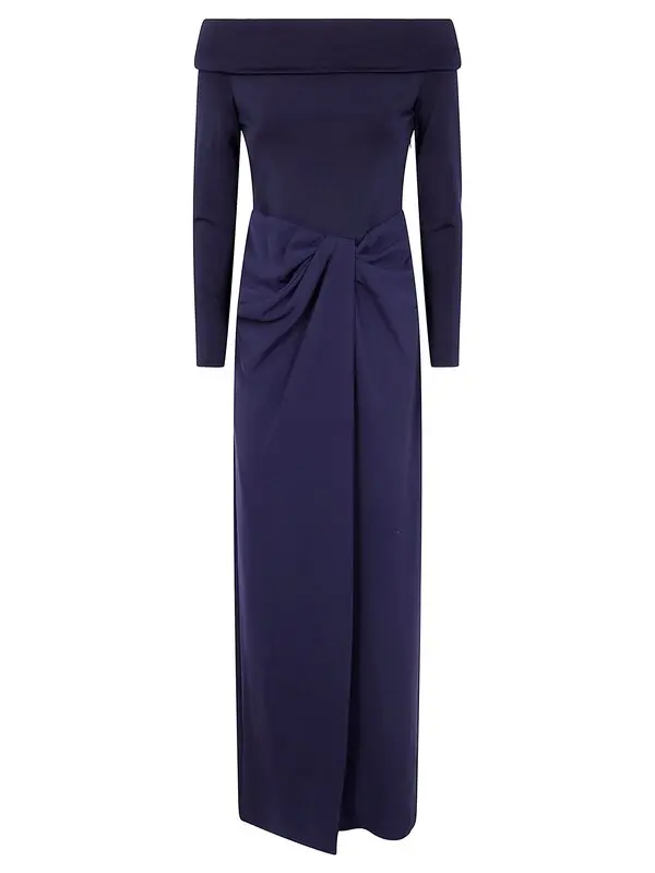 Ralph Lauren Sakaris Long Sleeve Gown - Blue