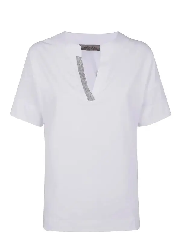 D.exterior Cotton Jersey Chain Drop Polo - White