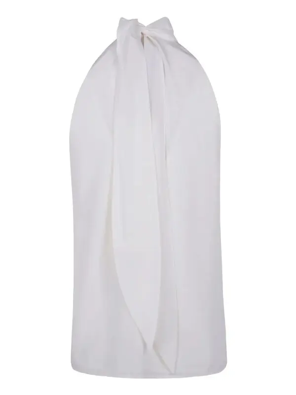 Max Mara Sleeveless Silky Top With Ribbon Detail - White