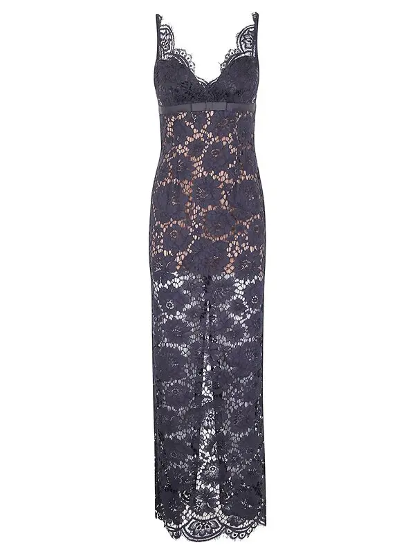 SELF-PORTRAIT Floral Lace Maxi Dress - Black