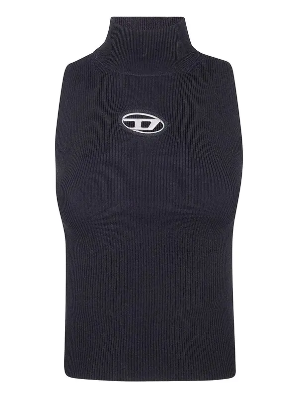 DIESEL Sleeveless Ribbed Top - Black