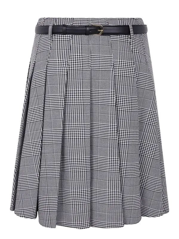 SELF-PORTRAIT Prince Of Wales Check Pleated Midi Skirt - Multi