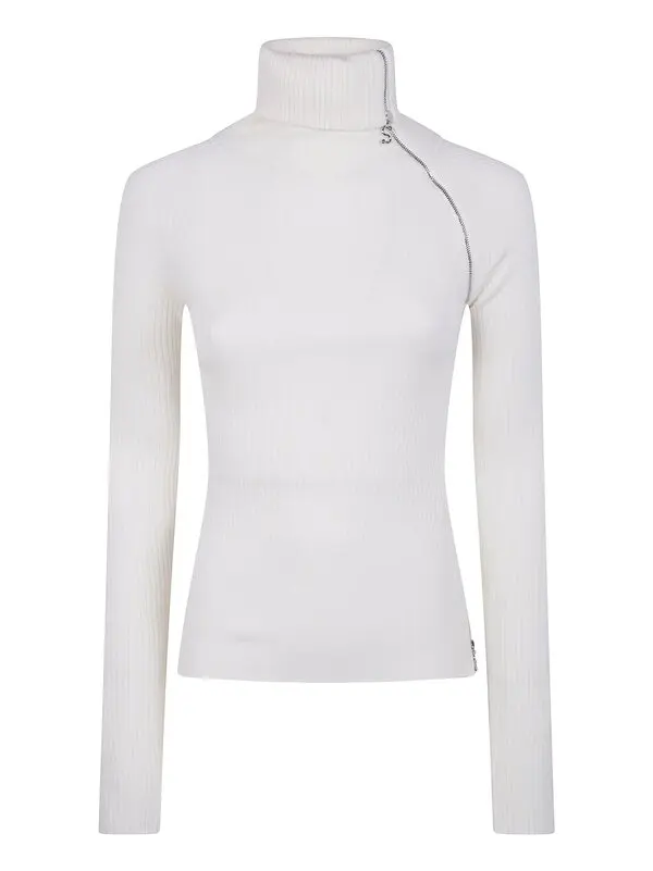 Max Mara Pinna Asymmetrical Zip Sweater - White