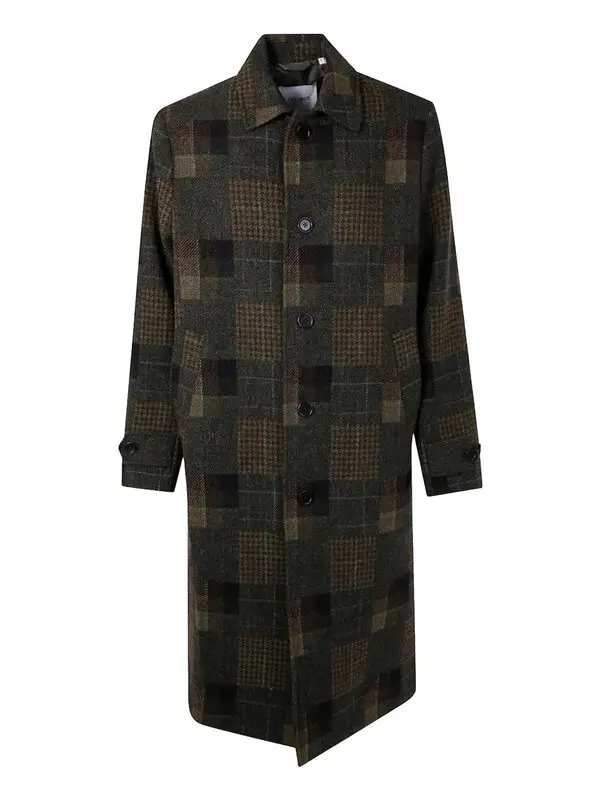 LES DEUX Maximilian Patchwork Wool Coat - Brown