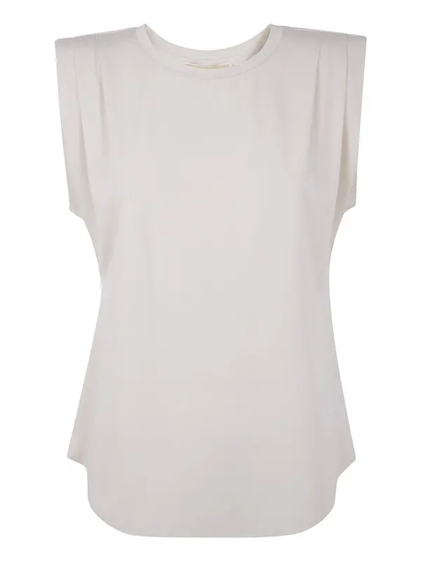 Michael Kors Crewneck Pleated Top - Beige