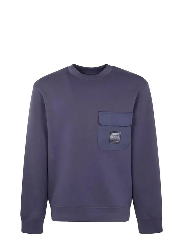Emporio Armani Round Neck Sweatshirt With Pocket - Blue