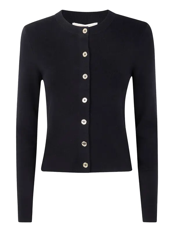 Michael Kors Merino Crew Neck Cardigan - Black