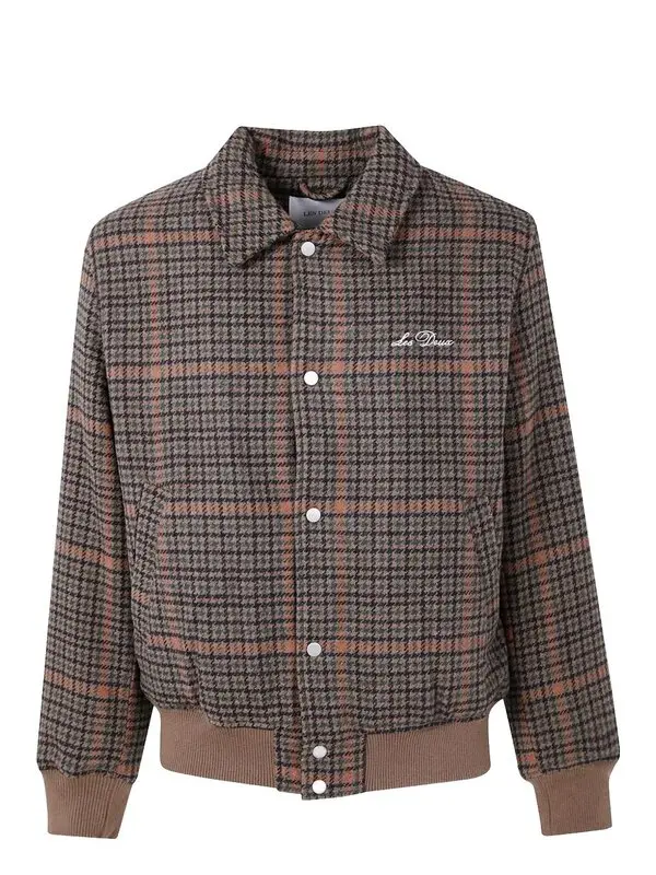 LES DEUX Varsity Houndstooth Jacket - Brown