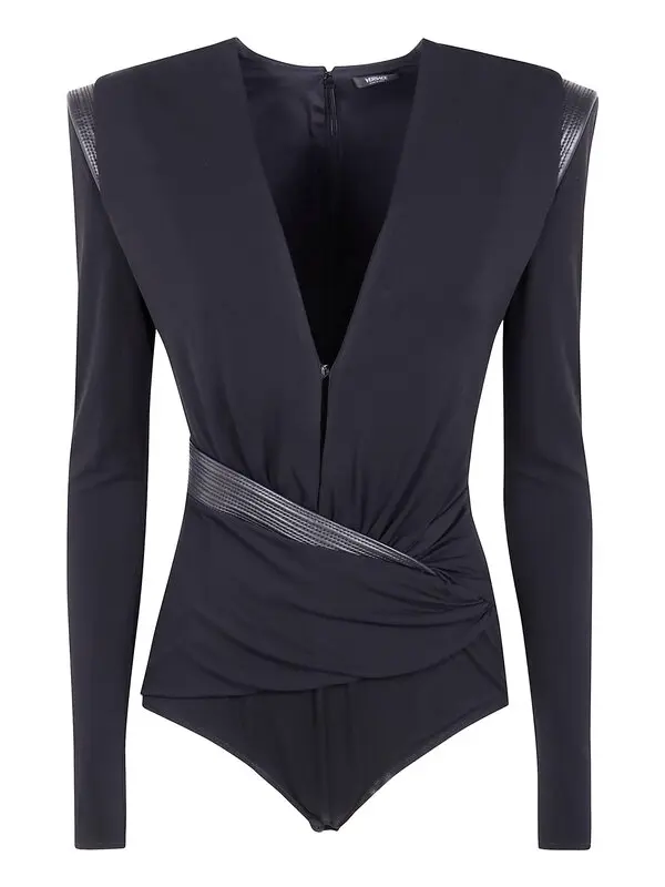 Versace Stretch Crepe Jersey Bodysuit - Black