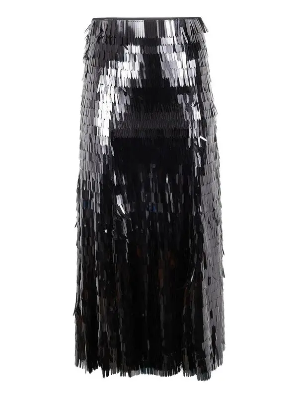SELF-PORTRAIT Sequin Midi Skirt - Black