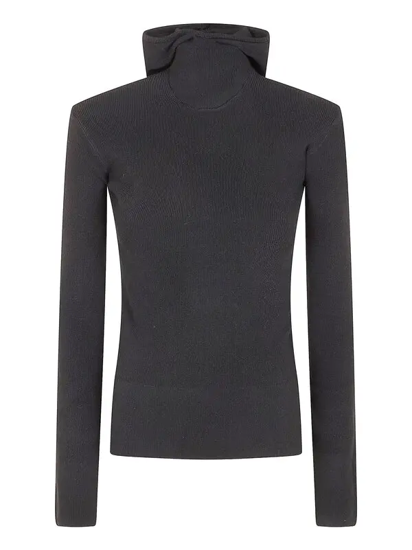 Fear Of God Long Sleeve Hooded Rib Top - Black