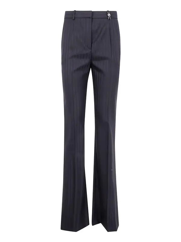 Versace Pinstriped Wool Trousers - Black