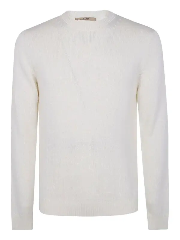 NUUR Long Sleeve Round Neck Sweater - Beige