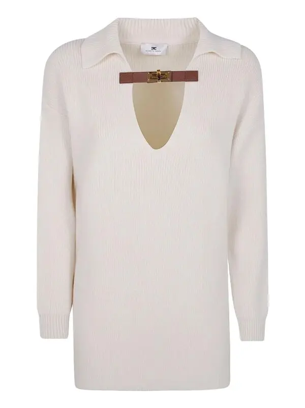 Elisabetta Franchi Polo Neck Sweater - White