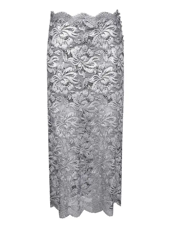 Rabanne Long Lace Skirt - Black