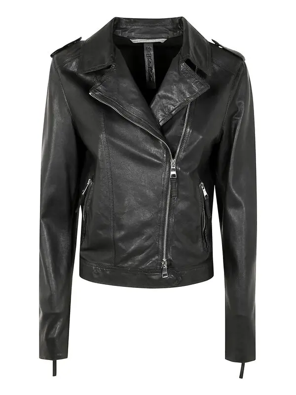 THE JACKIE LEATHERS Cicolne Leather Biker Jacket - Black