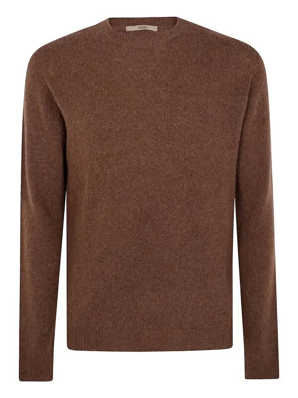 NUUR Long Sleeve Round Neck Sweater - Brown