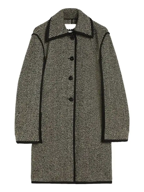 JIL SANDER 65 W Trim Wool Coat - Gray