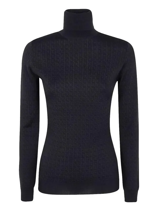Elisabetta Franchi Logo Turtleneck Sweater - Black