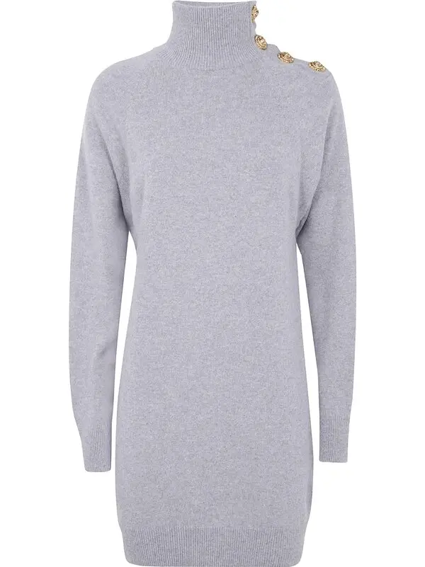 Balmain Batwing Eco Cashmere Short Dress - Gray