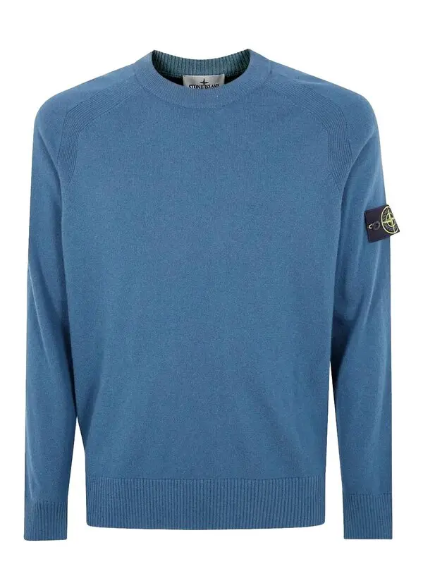 Stone Island Light Rws Geelong Wool Crew Neck - Blue