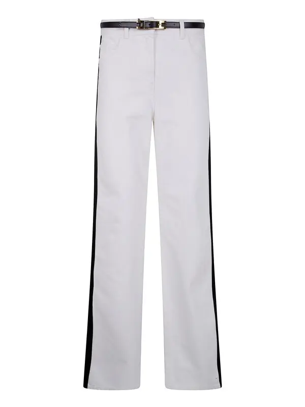 Elisabetta Franchi Contrast Band Straight Leg Jeans - White