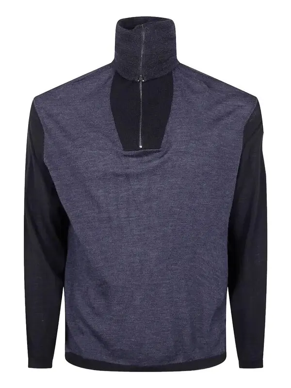 Emporio Armani Half Zip Turtleneck Sweater - Gray