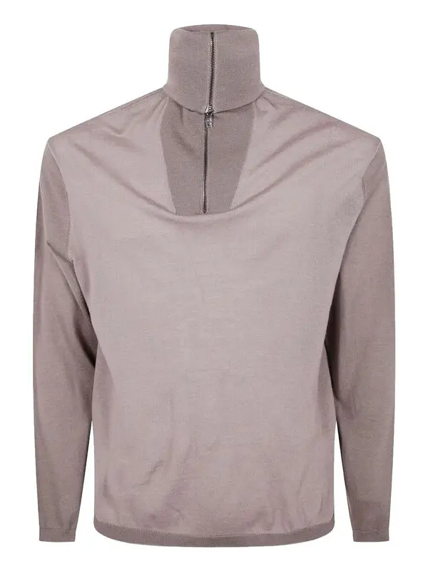 Emporio Armani Half Zip Turtleneck Sweater - Brown