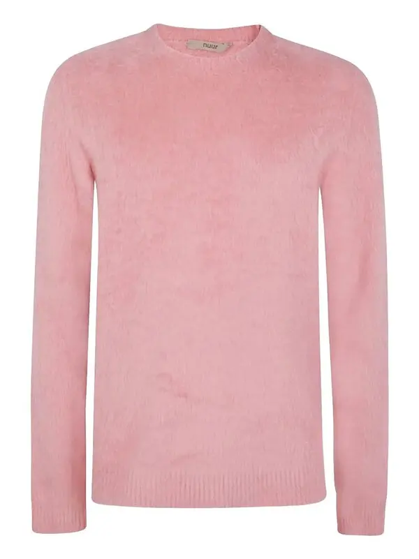 NUUR Long Sleeves Pressed Gauze Round Neck Sweater - Pink