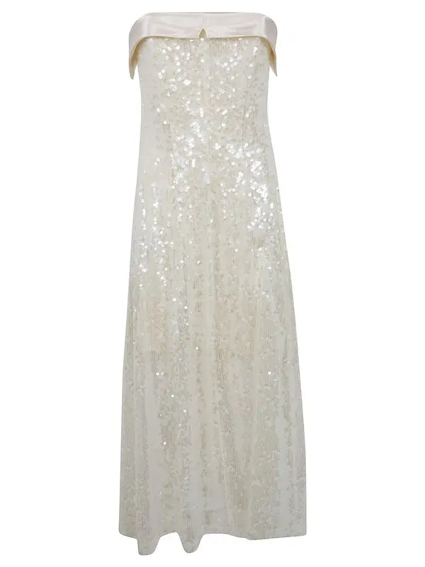 Alberta Ferretti Sequined Midi Dress - White