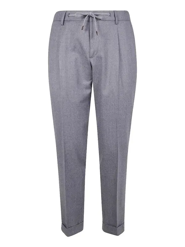 BARBA NAPOLI Roma Flanel Coulisse Chino Trousers - Gray